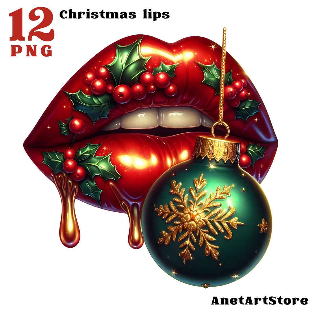 Lips Clipart, Lips Png, Glossy Lips, Christmas Lips, Christmas Clipart ...