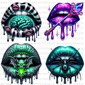 Lips Clipart, Lips Png, Glossy Lips, Spooky Lips, Halloween Clipart ...
