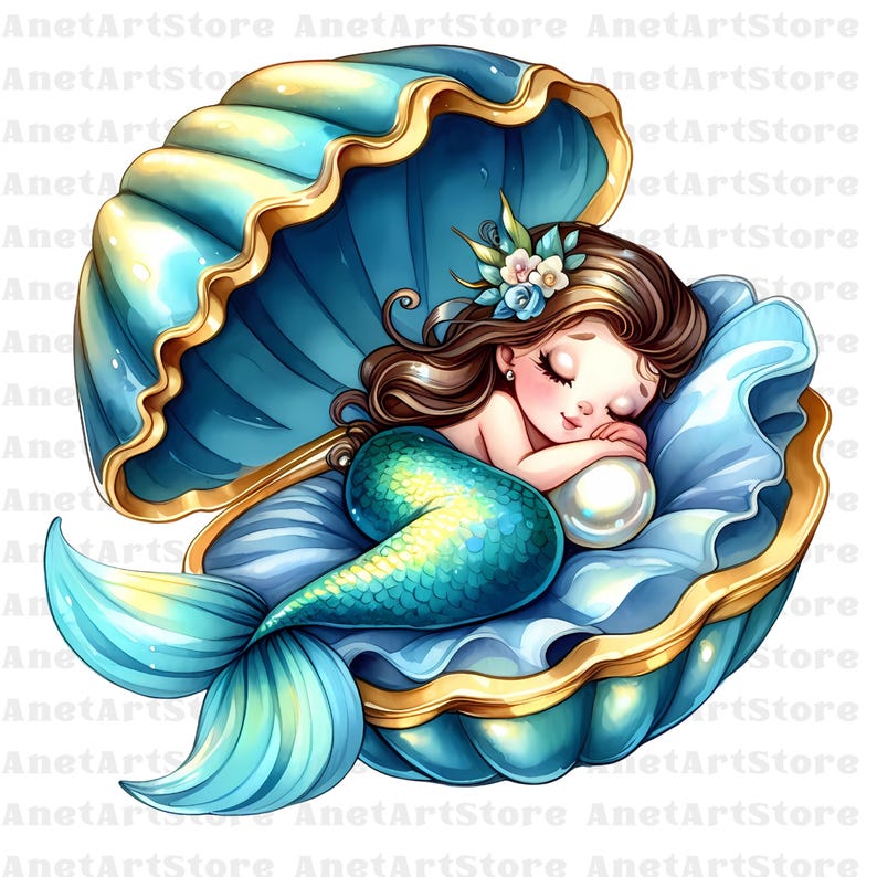 Mermaid PNG, Sleeping Mermaid Clipart, Sea PNG, Sublimation Design ...