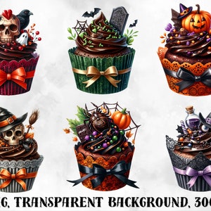 Cupcake Clipart, Halloween Cupcake Png, Spooky Clipart, Bakery Clipart ...