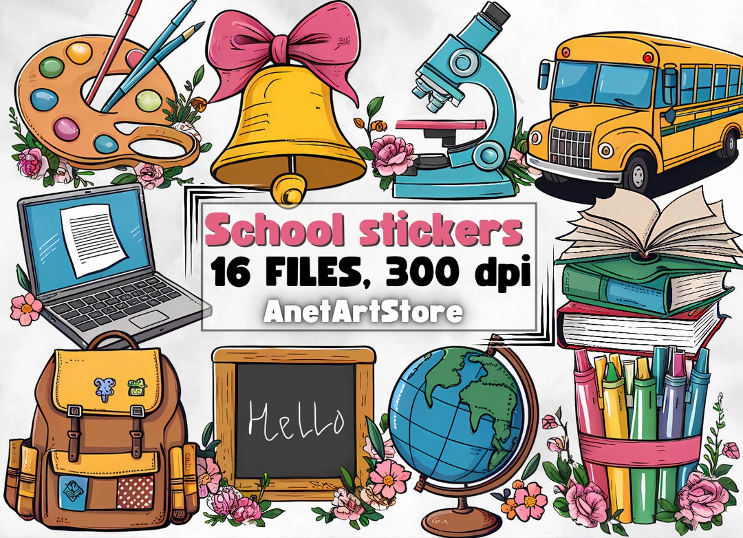 School Clipart, School Stickers, Funny School Png, Back to School, Wall ...