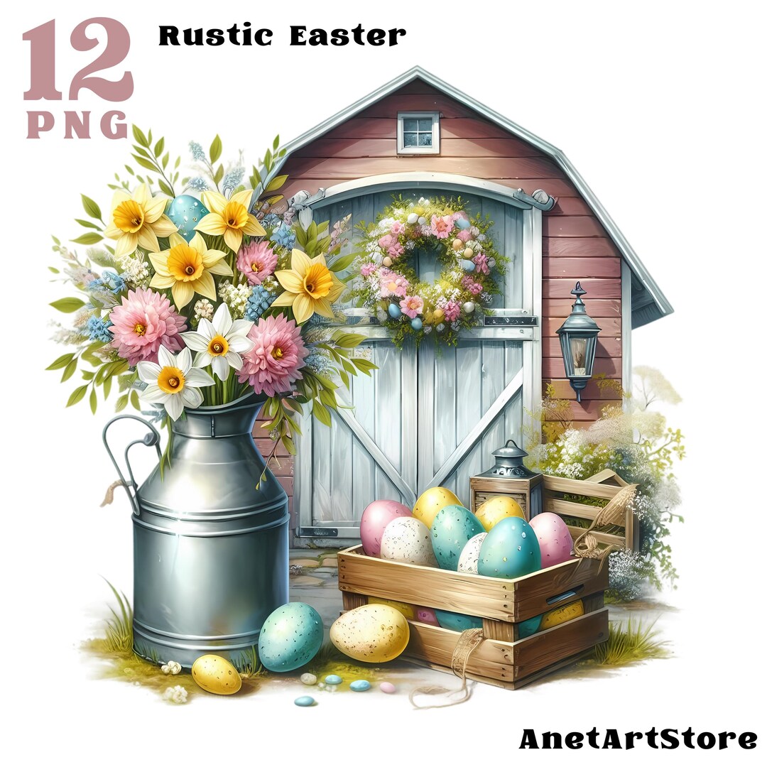 Rustic Easter Clipart Farmhouse Easter Illustration Easter Decorations ...