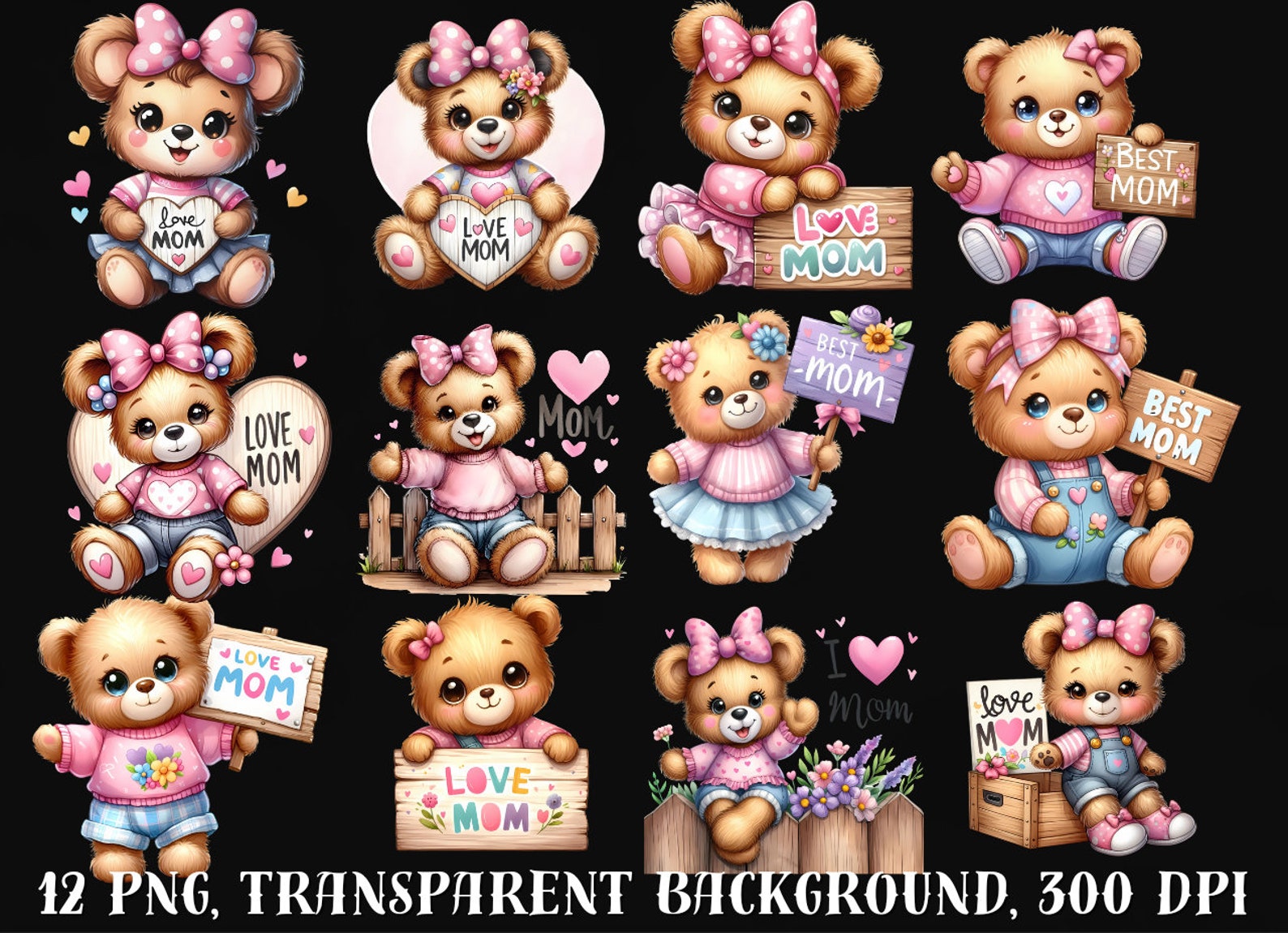 Spring Clipart, Spring Teddy Bears Png, Mothers Day Clipart, Teddy Bear ...