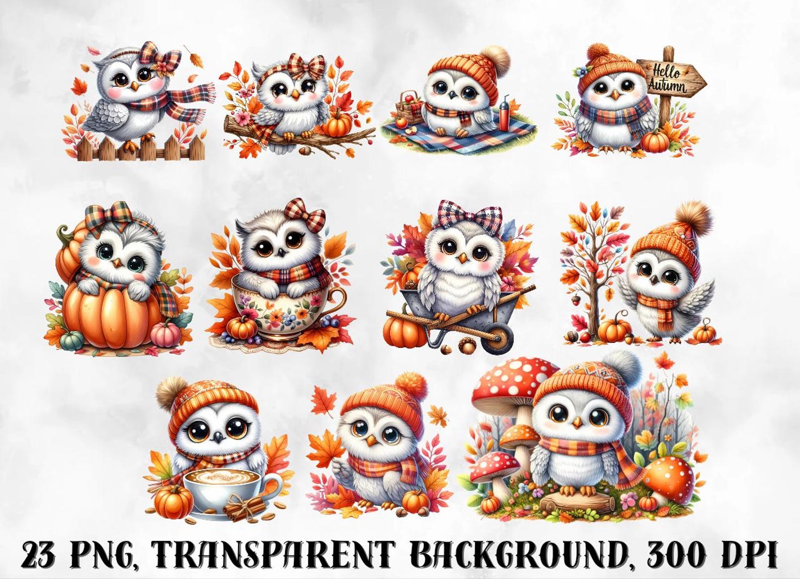 Owl Clipart, Owls Clipart, Owl Png, Watercolour Owl, Autumn Clipart ...