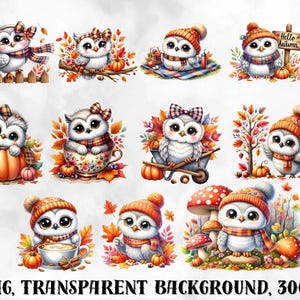 Owl Clipart, Owls Clipart, Owl Png, Watercolour Owl, Autumn Clipart ...