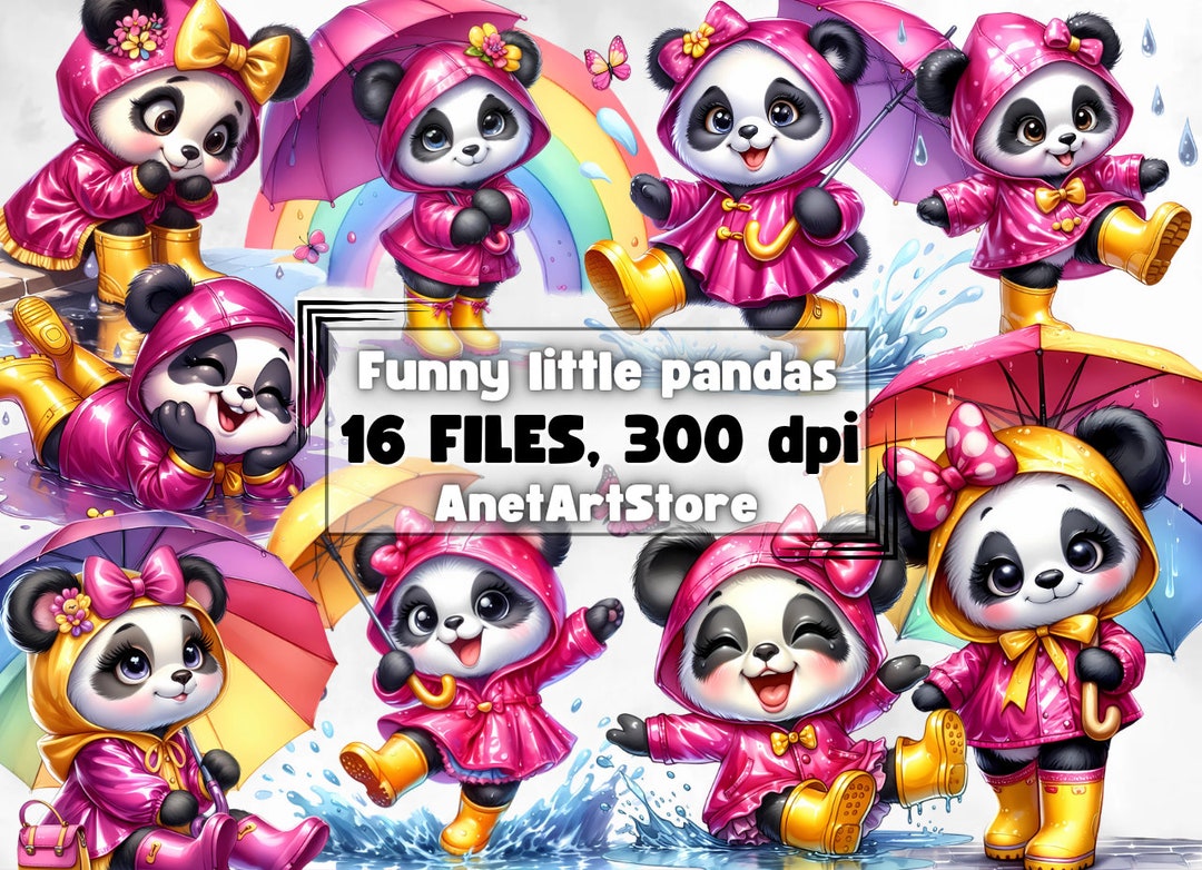 Panda Clipart, Pandas Clipart, Cute Baby Girl Pandas Png, Little Pandas ...