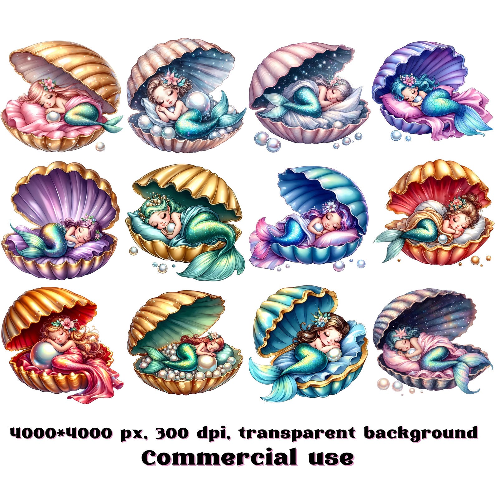Mermaid PNG, Sleeping Mermaid Clipart, Sea PNG, Sublimation Design ...