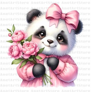 Panda Clipart, Cute Baby Girl Panda Png, Little Pandas Clip Art, Panda ...