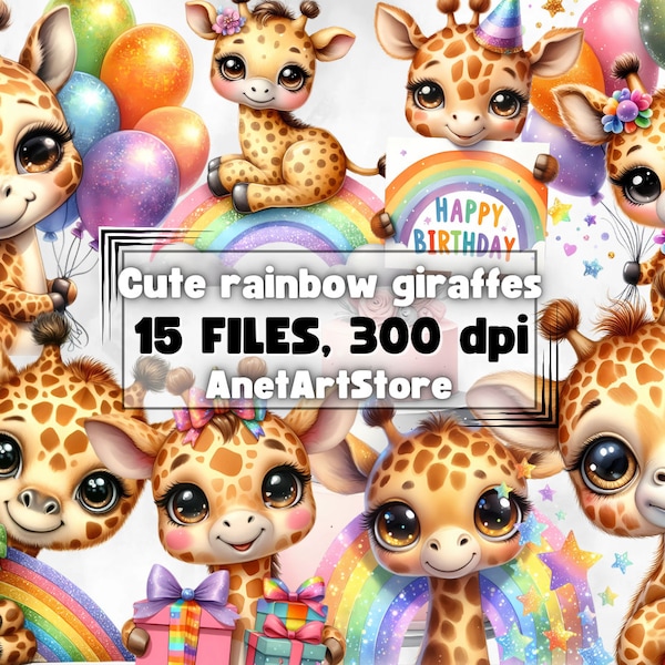 Rainbow Giraffe - Etsy