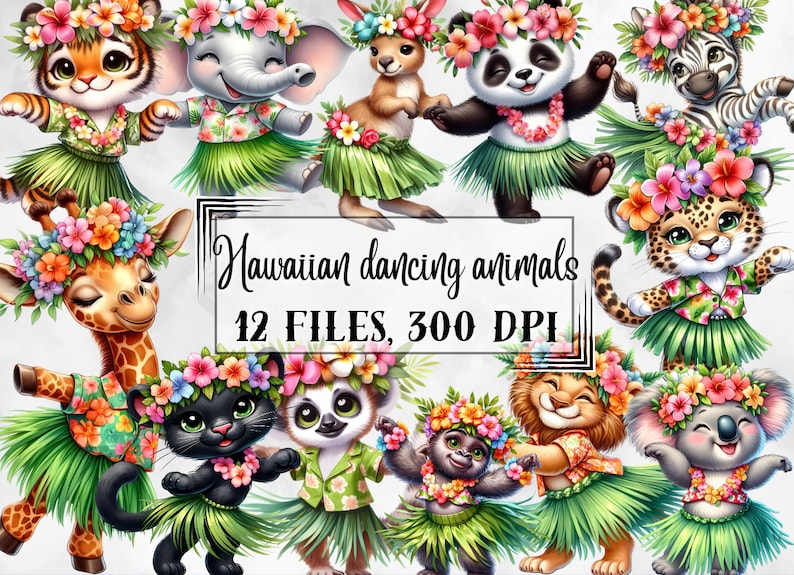 Hawaiian Clipart, Tropical Clipart, Hawaii, Dancing Animals Png ...