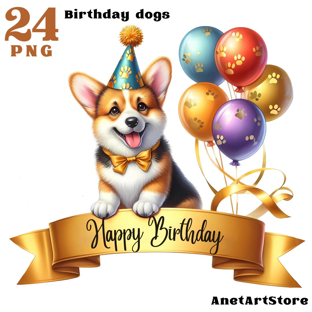Dog Clipart, Dog Png, Puppy Png, Dogs Clipart, Birthday Clipart, Dogs ...