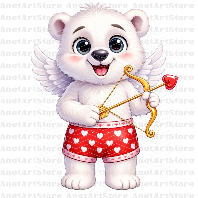 Valentine Bear Clipart Cute Polar Bear With Hearts Love PNG Funny ...