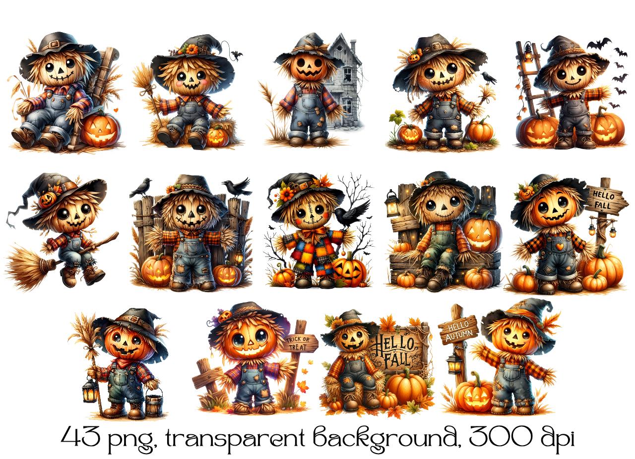 Scarecrow Clipart Fall Scarecrow Png Cute Scarecrow Graphic Autumn ...