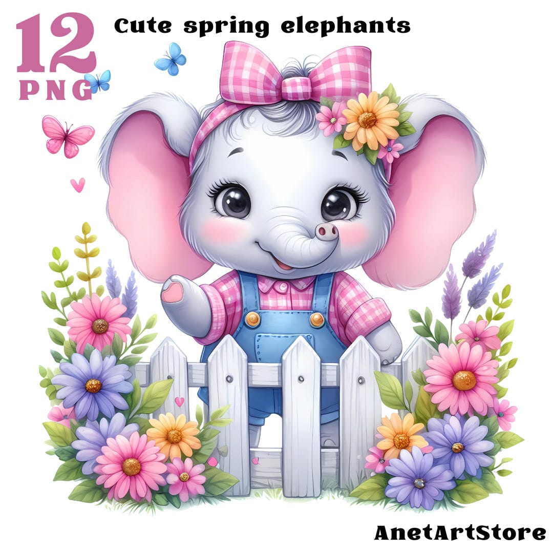 Spring Clipart, Spring Elephant Clipart, Baby Elephant Png Mothers Day ...