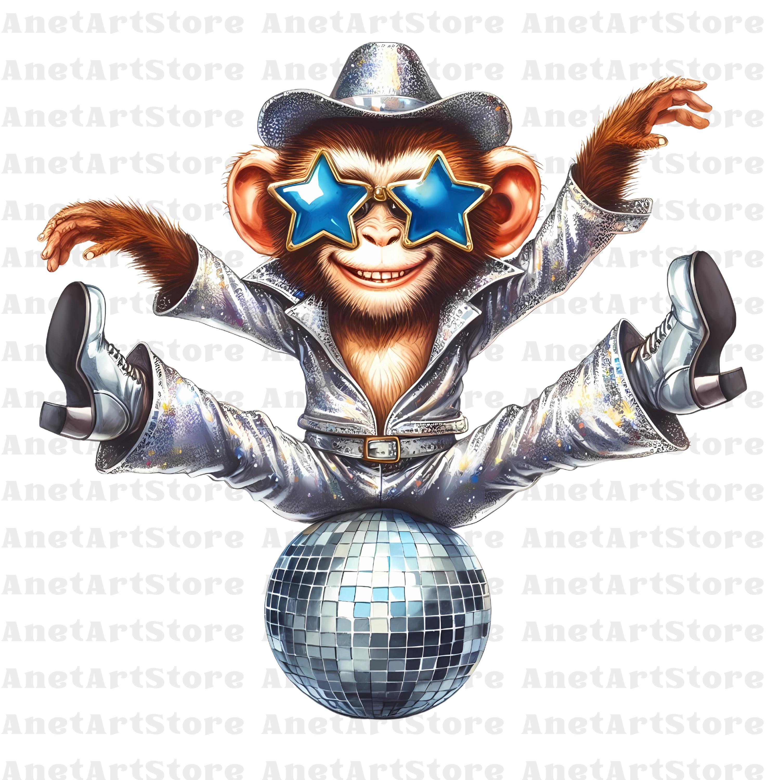 Monkey Clipart, Monkeys Clipart, Disco Clipart, Dancing, Dancer Png, B ...