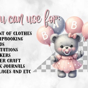 B'day Teddy Bears Clipart, Clipart Bears, Cute Baby Bears, Birthday ...