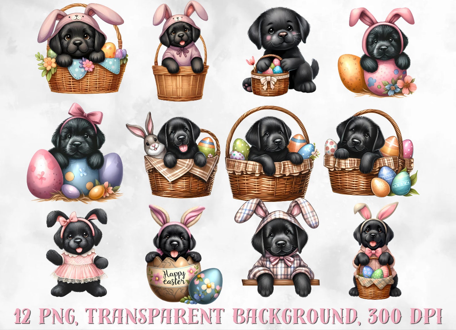 Easter Clipart, Easter Dog Clipart, Easter Labrador Clipart, Wall Art ...
