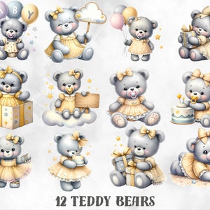 B'day Teddy Bears Clipart, Clipart Bears, Cute Baby Bears, Birthday ...