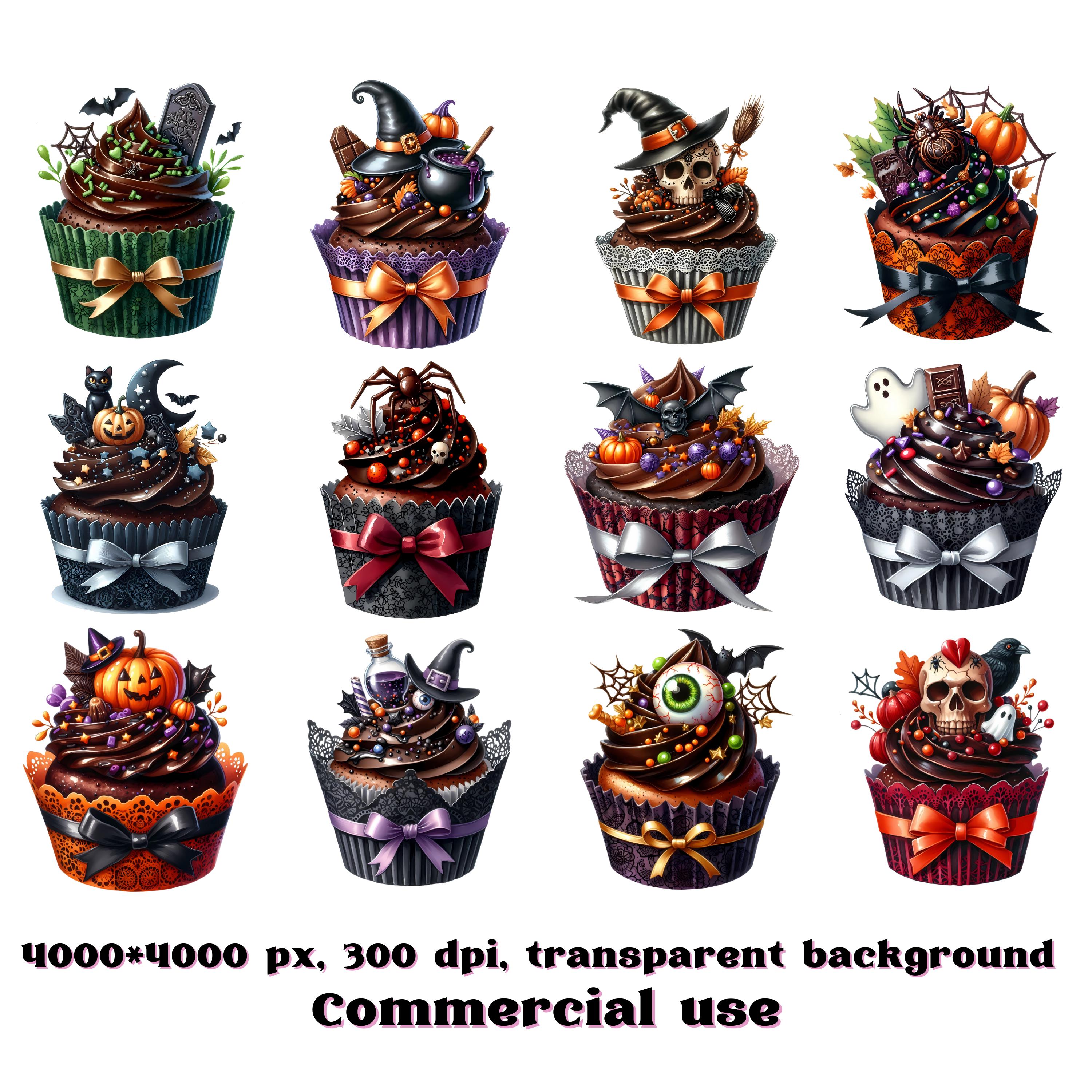 Cupcake Clipart, Halloween Cupcake Png, Spooky Clipart, Bakery Clipart ...