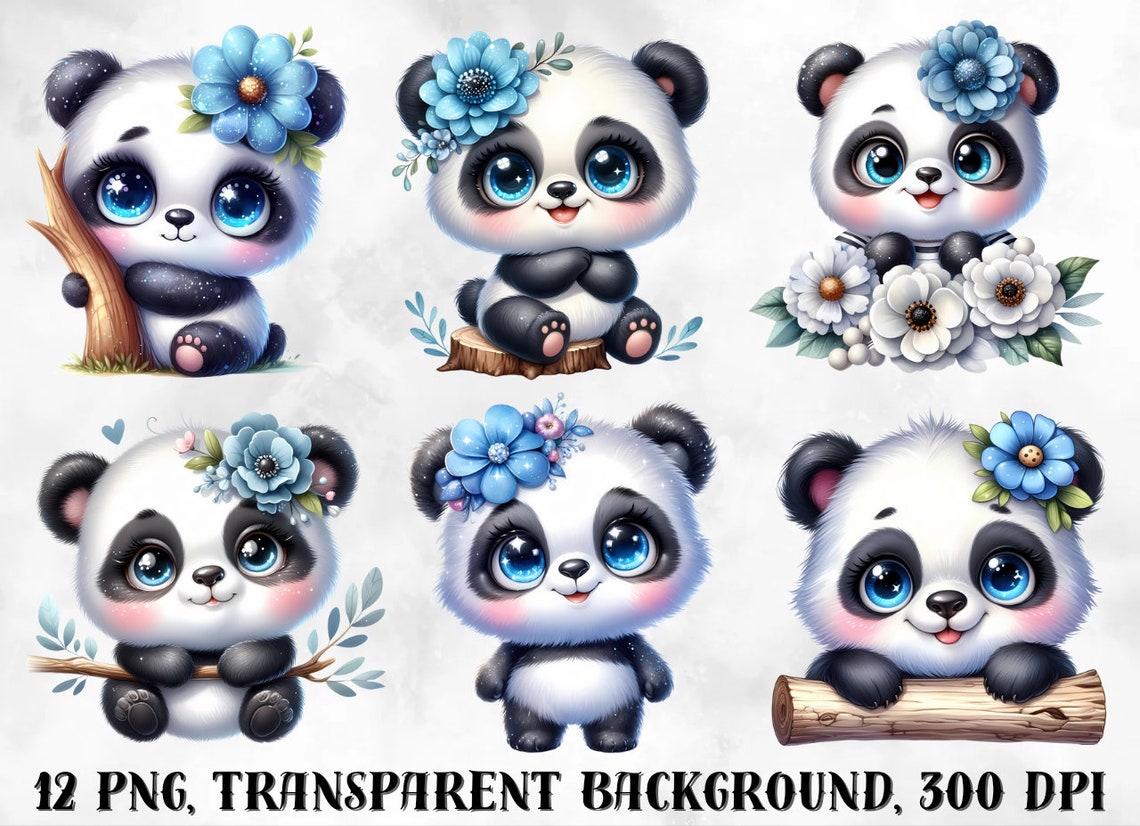 Pandas Clipart, Cute Baby Boy Pandas Png, Little Pandas Clip Art ...