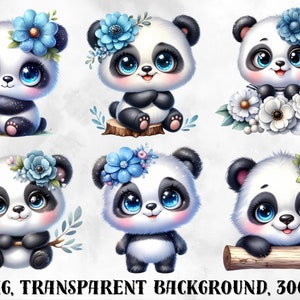 Pandas Clipart, Cute Baby Boy Pandas Png, Little Pandas Clip Art ...