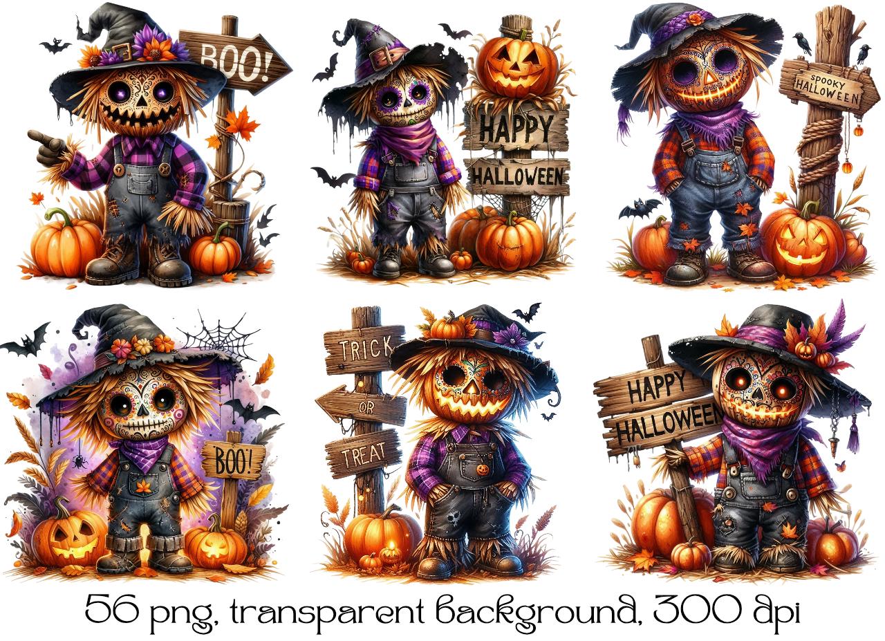 Scarecrow Clipart Fall Scarecrow Png Cute Scarecrow Graphic, Halloween ...