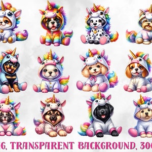 Unicorns Clip Art, Cute Unicorn Dogs Clip Art, Unicorn Puppies, B'day ...