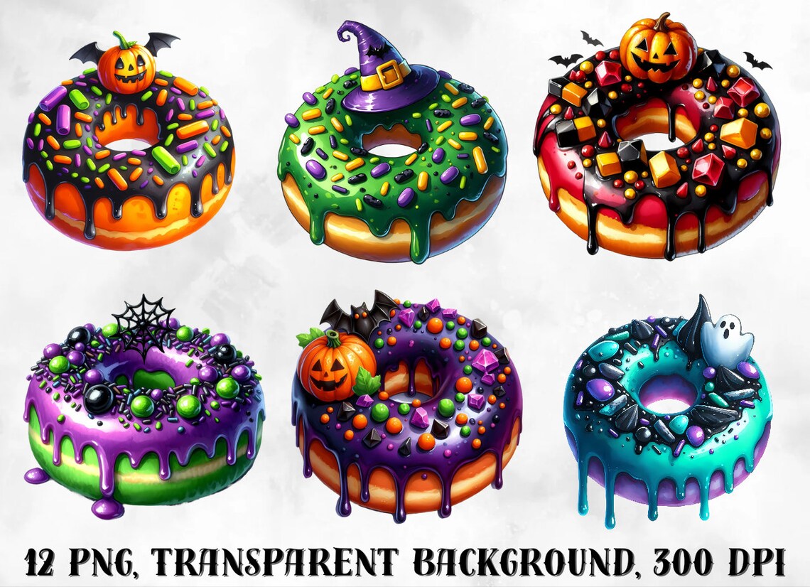 Donut Clipart, Halloween Donut Png, Spooky Clipart, Donuts Clipart ...