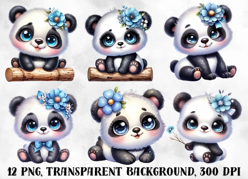 Pandas Clipart, Cute Baby Boy Pandas Png, Little Pandas Clip Art ...