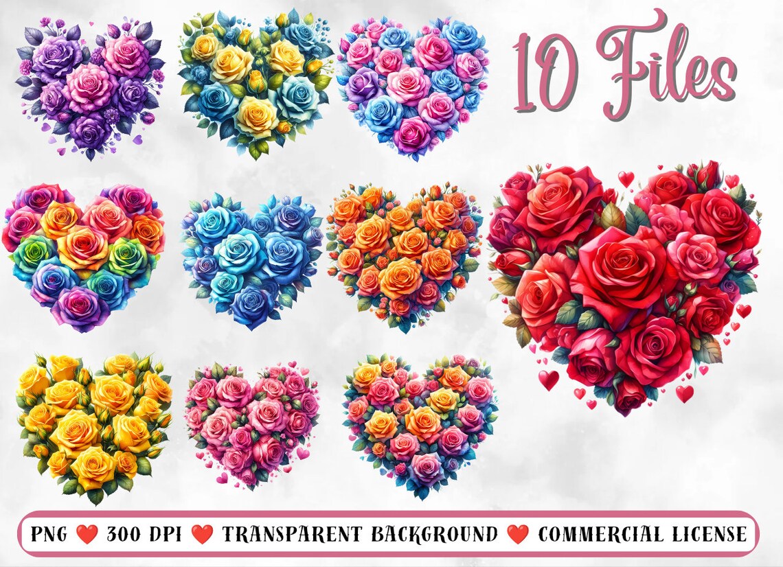 Hearts Sublimation, Flower Hearts, Valentine's Day Clip Art, Mother's ...
