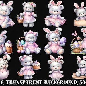 Easter Clipart, Easter Bears Clip Art, Easter Sublimation, Easter ...