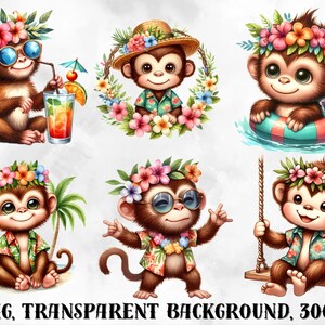 Monkey Clipart, Monkeys Clipart, Tropical Clipart, Hawaii, Printable ...