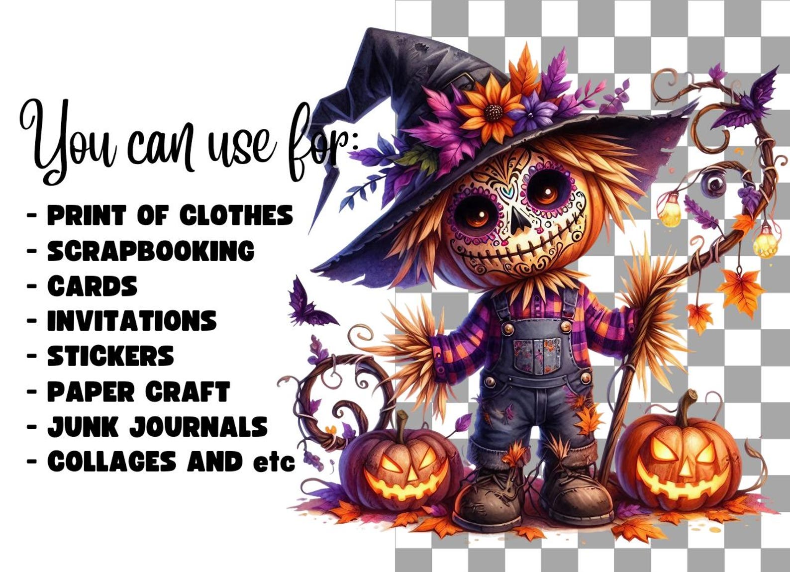 Scarecrow Clipart Fall Scarecrow Png Cute Scarecrow Graphic, Halloween ...