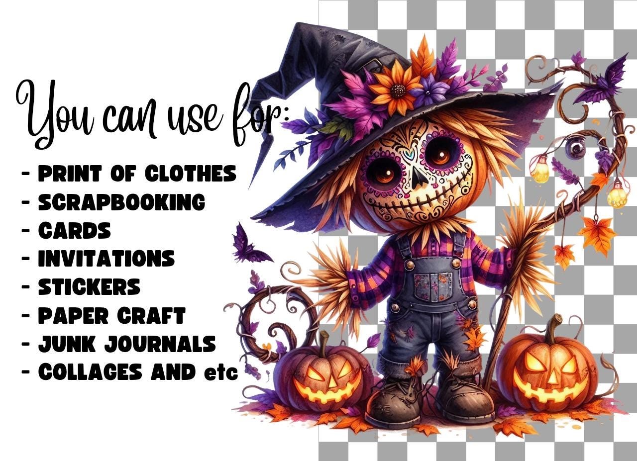 Scarecrow Clipart Fall Scarecrow Png Cute Scarecrow Graphic, Halloween ...