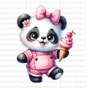 Panda Clipart, Cute Baby Girl Panda Png, Little Pandas Clip Art, Panda ...