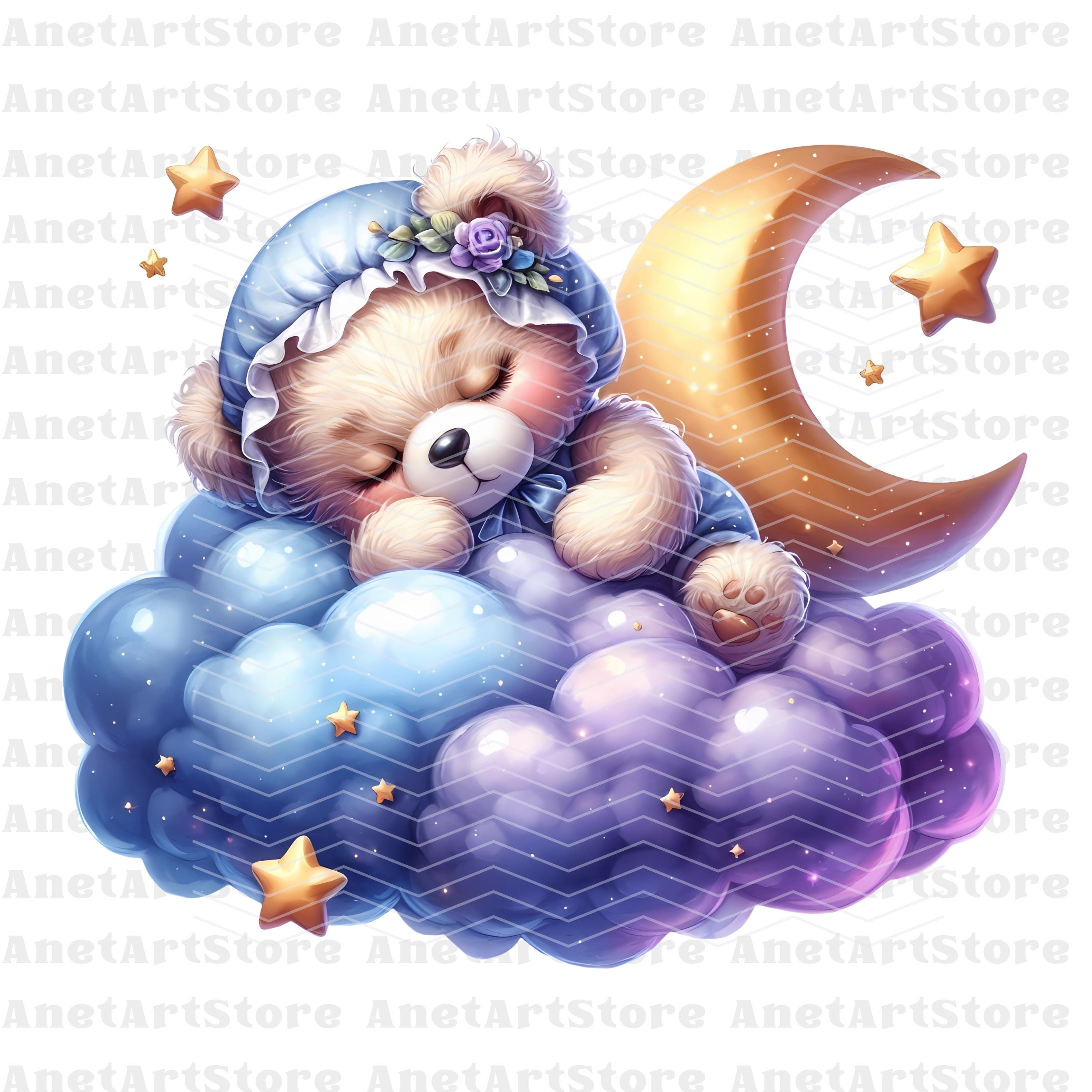 Teddy Bear Clipart, Cute Baby Bear Png, Sleeping Bear, Bedroom Clip Art ...