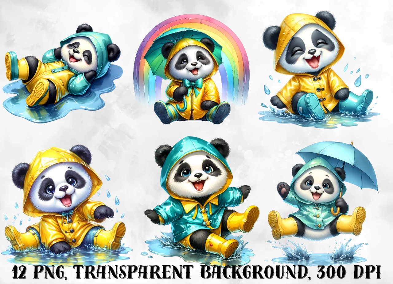Panda Clipart, Pandas Clipart, Cute Baby Girl Pandas Png, Little Pandas ...