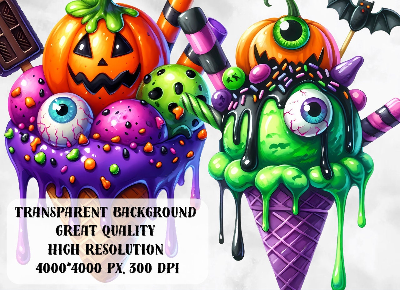 Ice Cream Clipart, Halloween Ice Cream Png, Spooky Clipart, Ice-cream ...