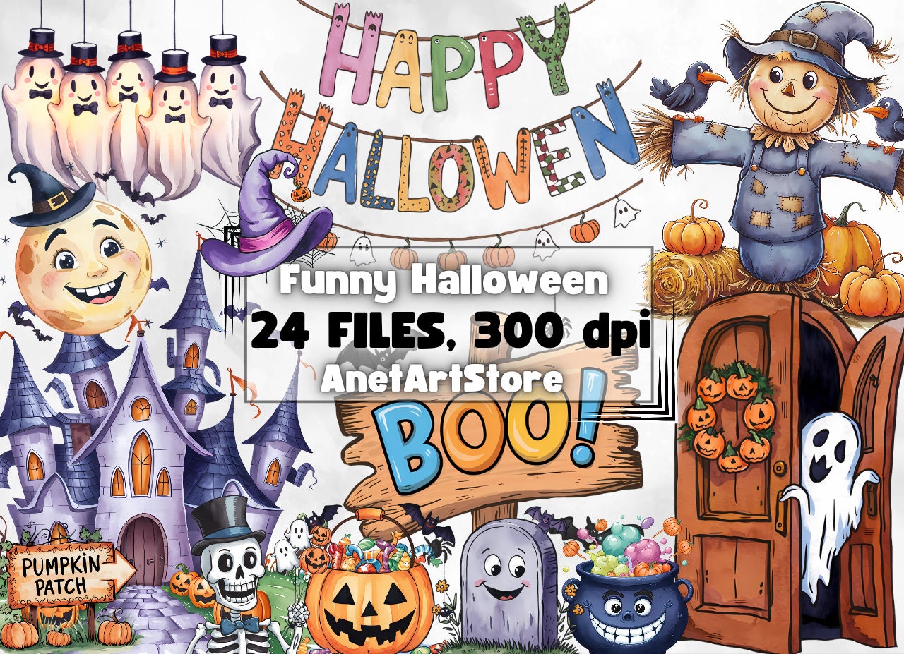 Halloween Clipart, Funny Halloween Png, Spooky Clipart, Cute Halloween ...
