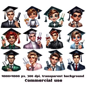 Graduation Clipart Graduation Boy Clipart Senior Clipart Grad Girl Male ...