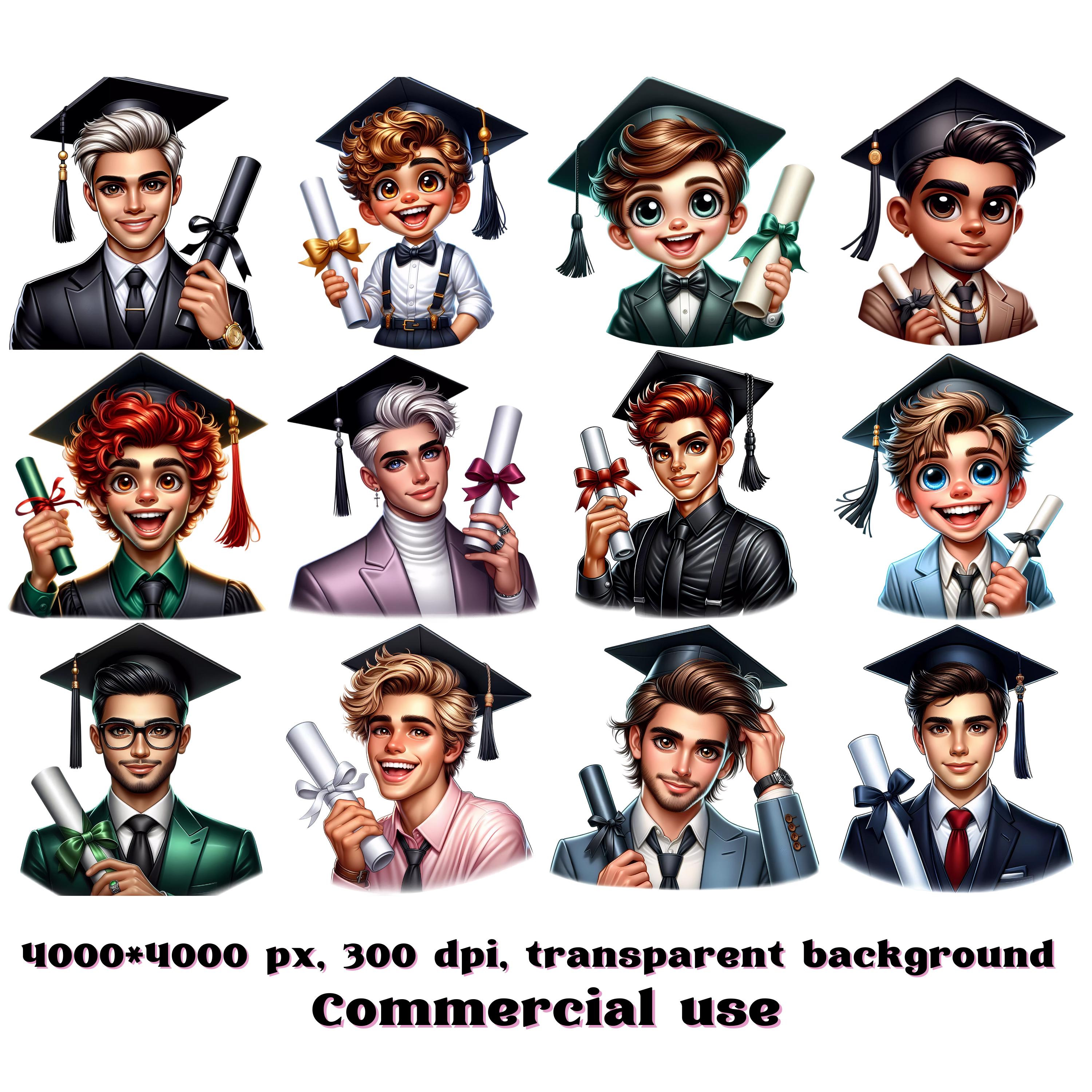 Graduation Clipart Graduation Boy Clipart Senior Clipart Grad Girl Male ...