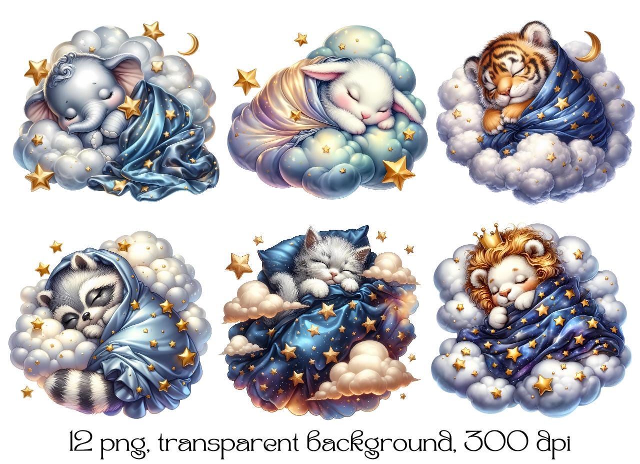 Sleeping Clipart, Cute Sleeping Animals Clipart, Baby Animals ...