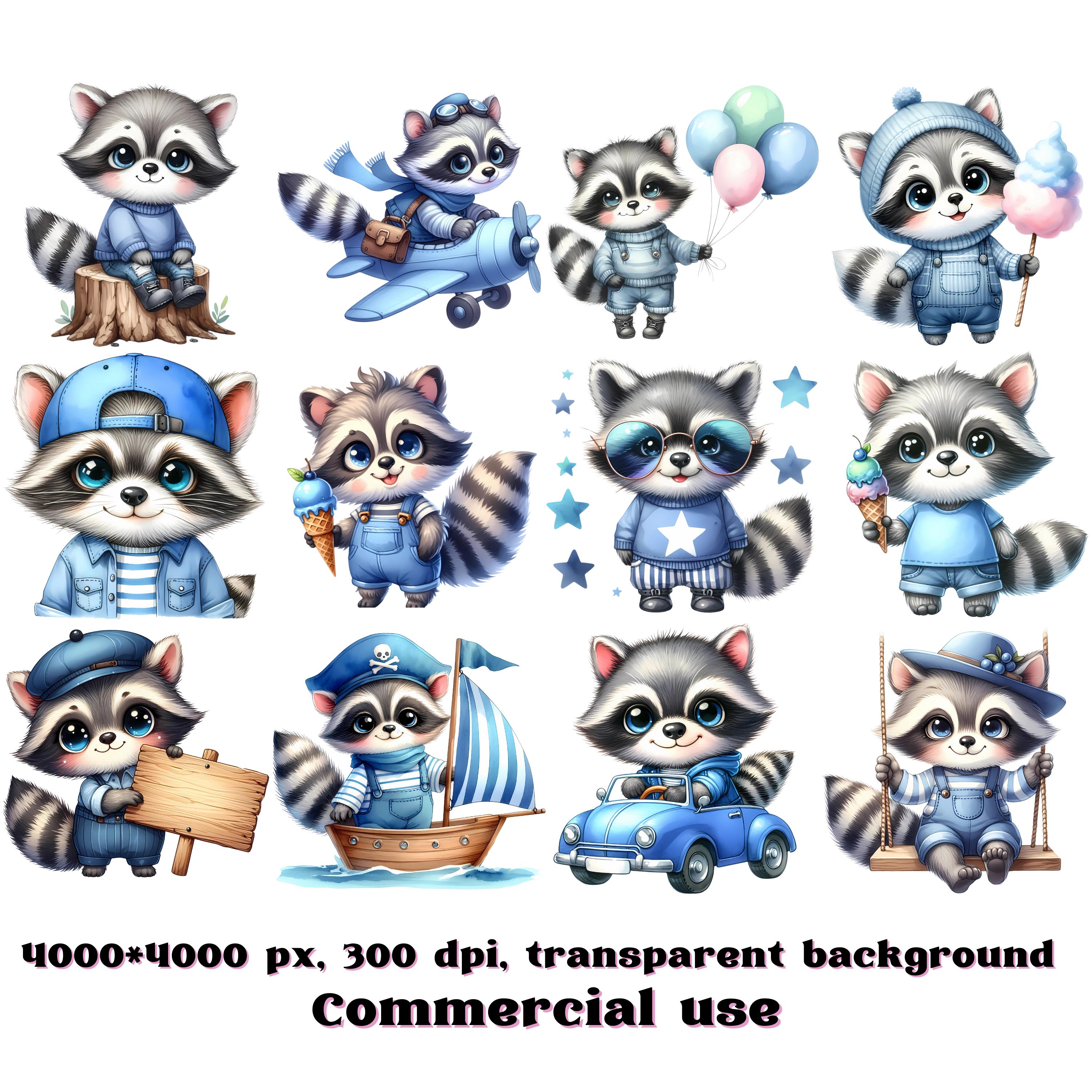 Raccoon Clipart, Cute Baby Raccoon Png, Little Raccoon Clip Art, Baby ...