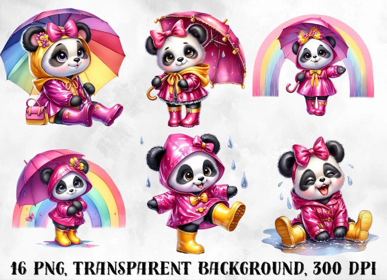 Panda Clipart, Pandas Clipart, Cute Baby Girl Pandas Png, Little Pandas ...