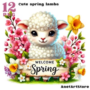 Spring Clipart Cute Sheep Clipart Spring Sheep Png Cute Spring Lamb ...