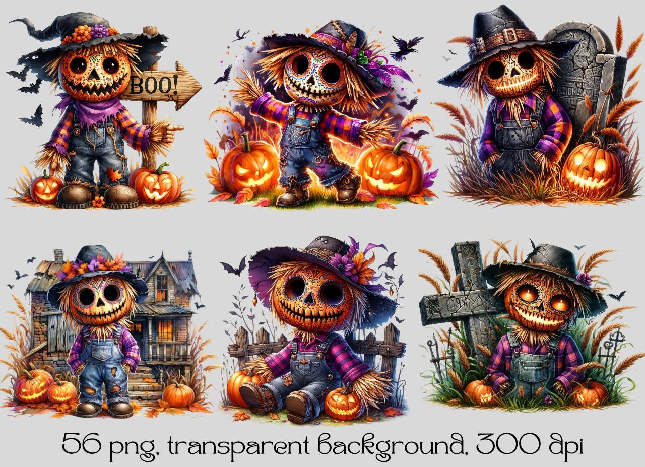 Scarecrow Clipart Fall Scarecrow Png Cute Scarecrow Graphic, Halloween ...