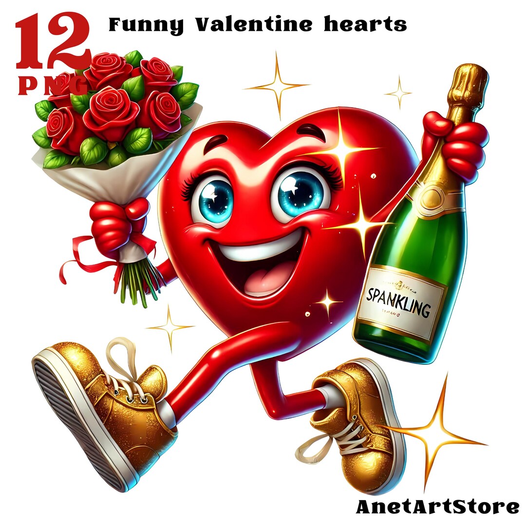 Heart Clipart Funny Valentine Clipart Valentine's Day Illustration ...