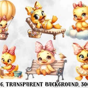 Ducks Clip Art, Cute Ducks Clipart, B'day Wall Art Decor, Printable ...