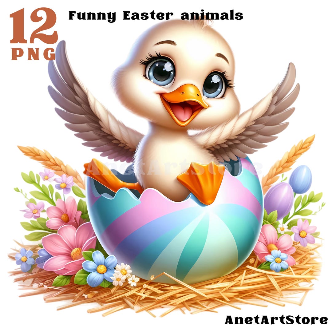 Funny Easter Animals Clipart Easter Clipart Farmhouse Illustration ...