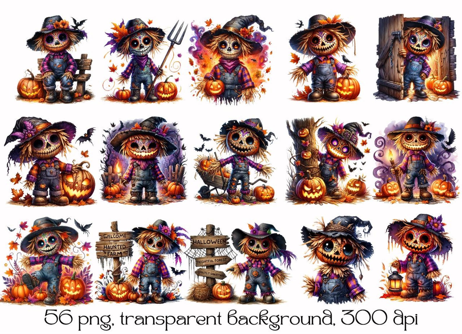 Scarecrow Clipart Fall Scarecrow Png Cute Scarecrow Graphic, Halloween ...